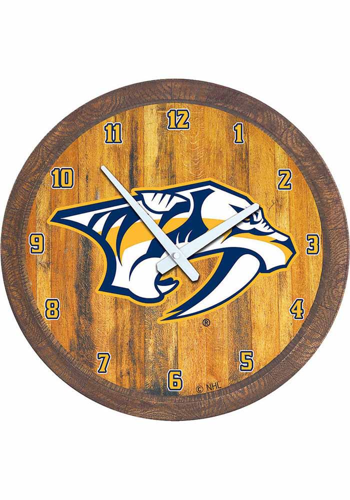 Nashville Predators Faux Barrel Top Wall Clock - GOLD