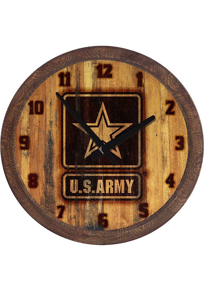 Army BLACK Branded Faux Barrel Top Wall Clock - 2213110