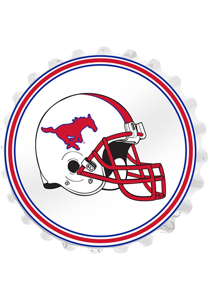 The Fan-Brand SMU Mustangs WHITE Helmet Bottle Cap Wall Sign - 2213151