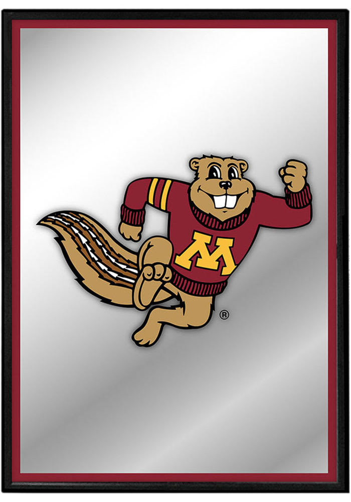 The Fan-Brand Minnesota Golden Gophers MAROON Mascot Framed Mirrored ...