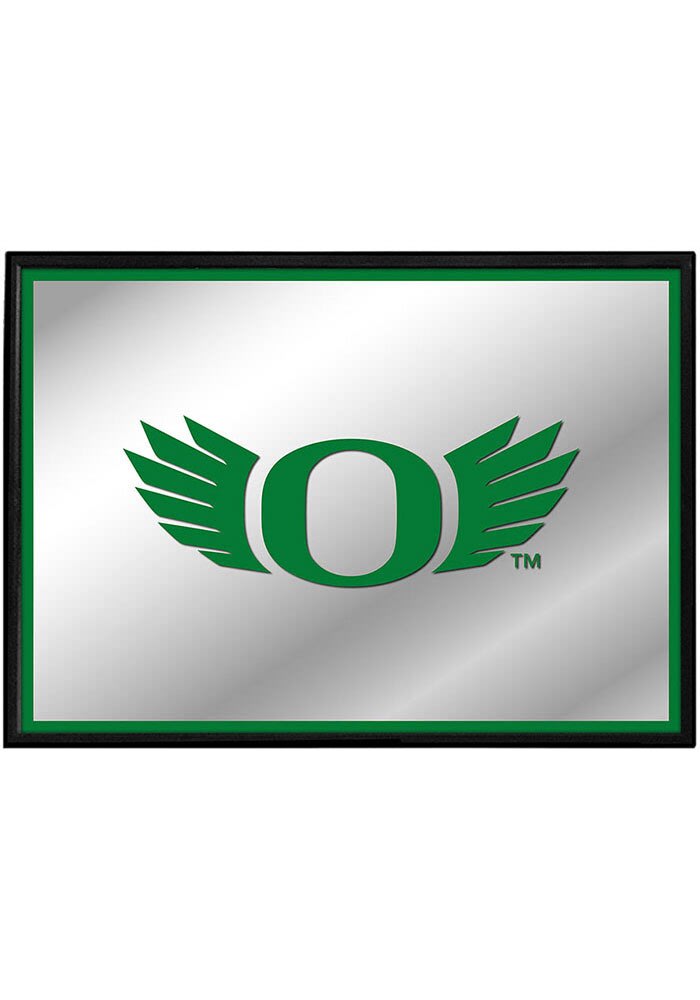 Oregon Ducks GREEN Winged Logo Framed Mirrored Wall Sign - 2213235