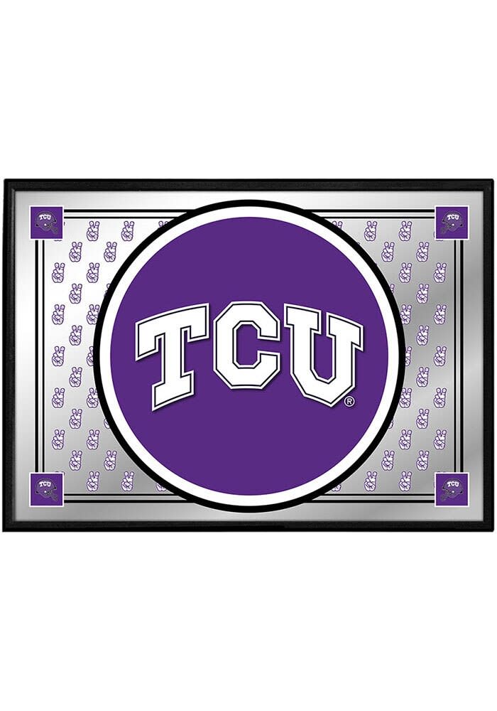 The Fan-Brand TCU Horned Frogs WHITE Team Spirit Framed Mirrored Wall ...