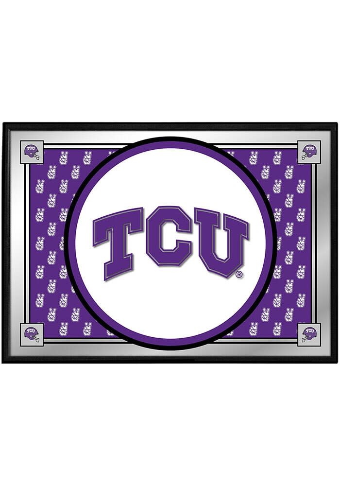The Fan-Brand TCU Horned Frogs PURPLE Team Spirit Framed Mirrored Wall ...
