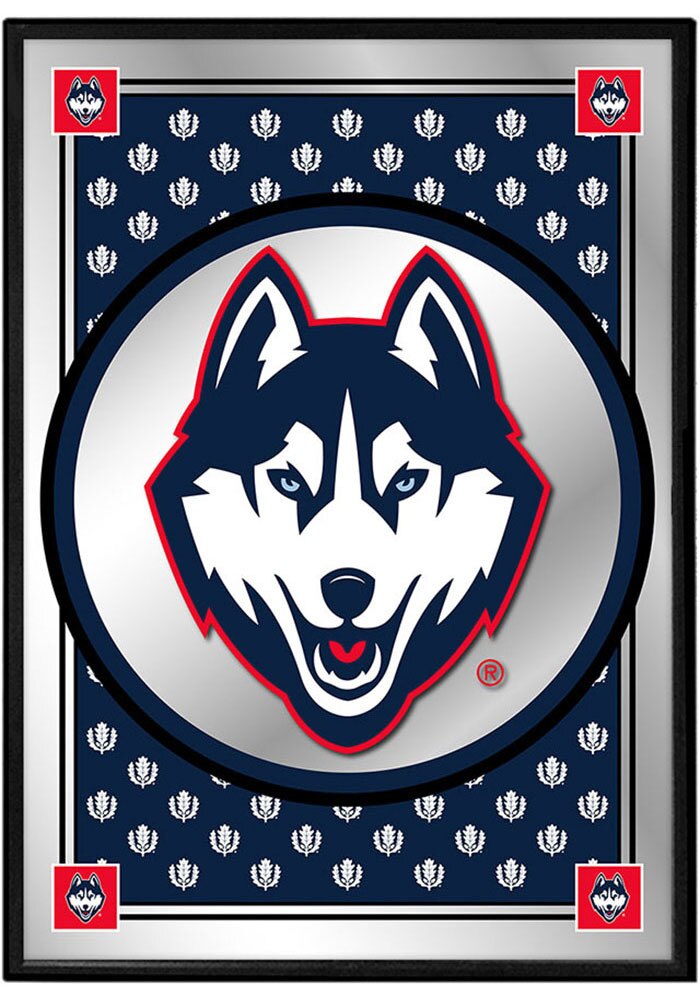 The Fan-Brand UConn Huskies WHITE Mascot Team Spirit Mirrored Wall Sign ...