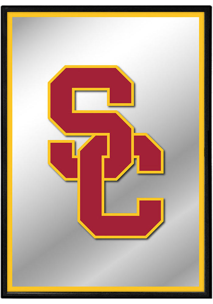 USC Trojans CARDINAL SC Framed Mirrored Wall Sign