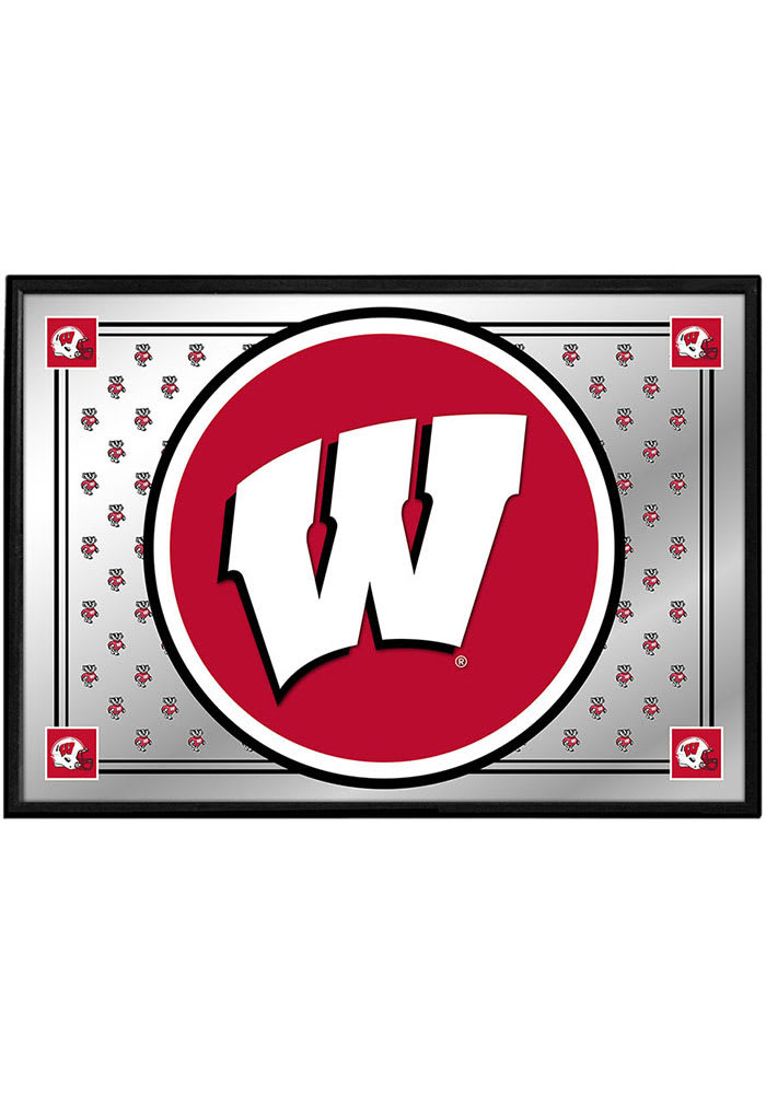 The Fan-Brand Wisconsin Badgers WHITE Team Spirit Framed Mirrored Wall ...