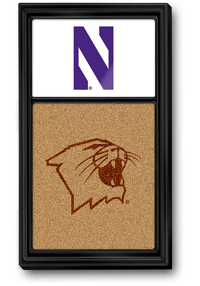 Northwestern Wildcats WHITE Dual Logo Cork Noteboard Sign - 2213562