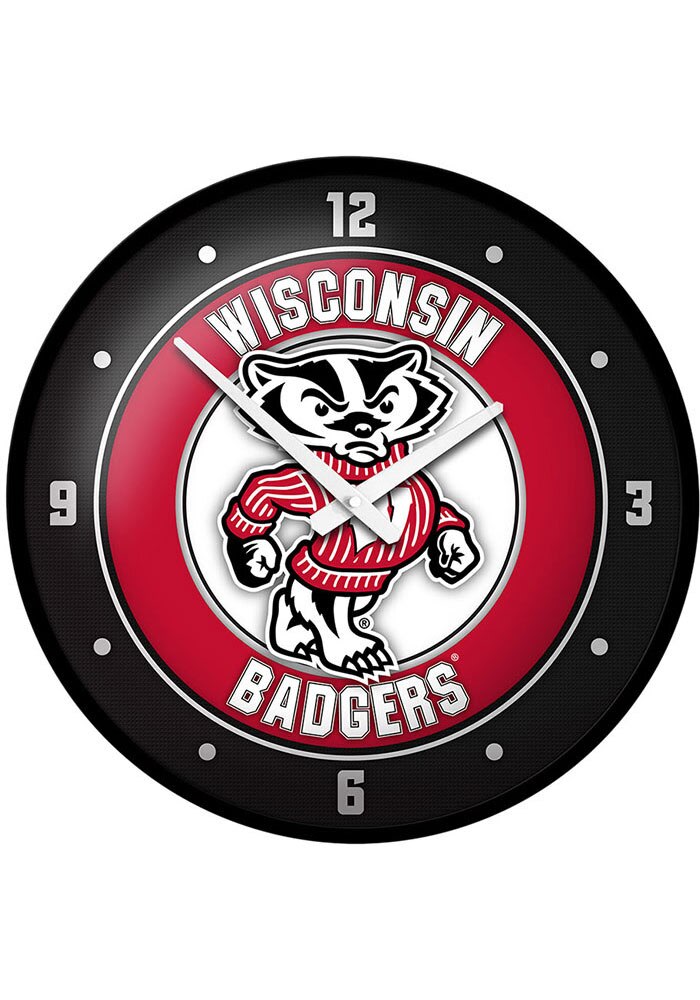 Wisconsin Badgers BLACK Modern Disc Wall Clock - 2213881