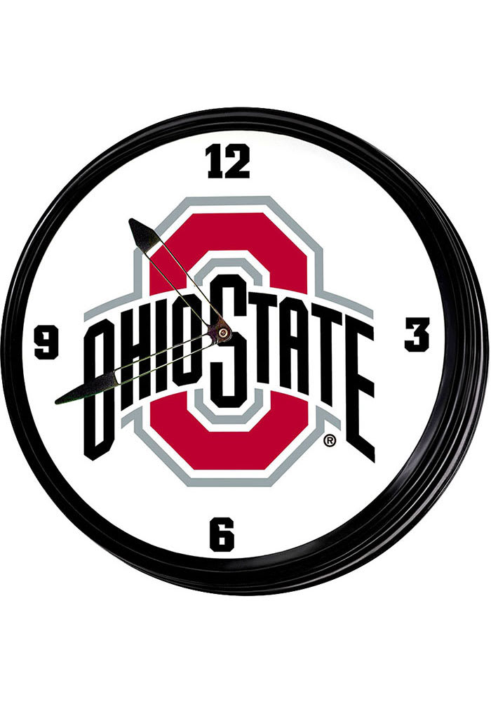 Ohio State Buckeyes RED Retro Lighted Wall Clock