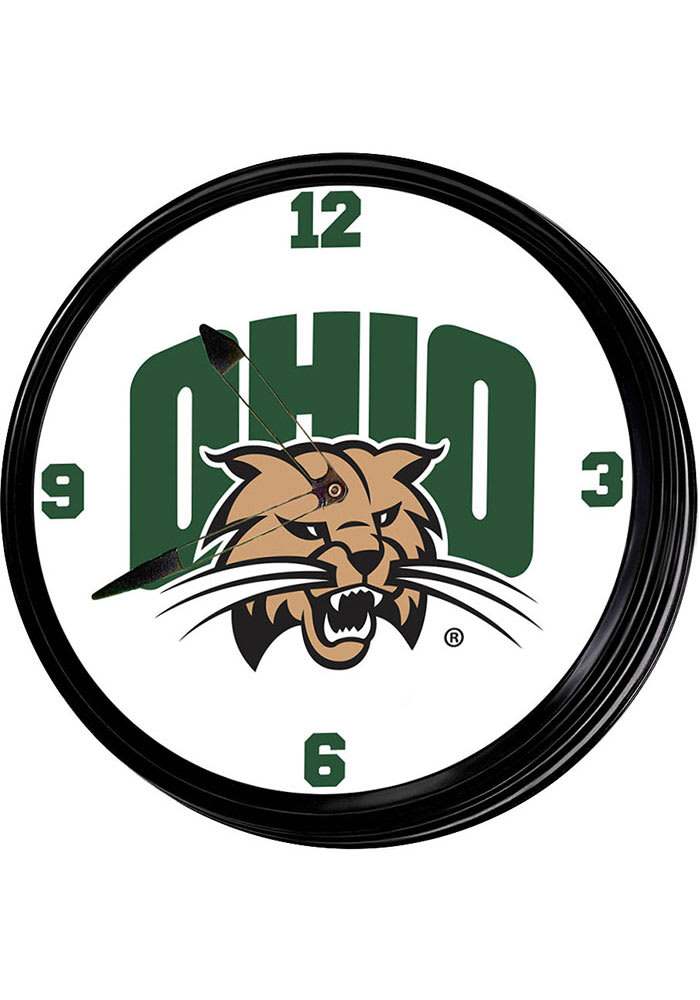 Ohio Bobcats GREEN Retro Lighted Wall Clock - 2213952