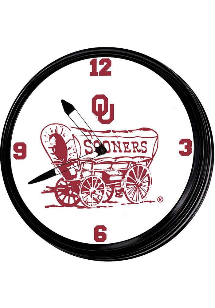 Oklahoma Sooners CRIMSON Schooner Retro Lighted Wall Clock - 2213954