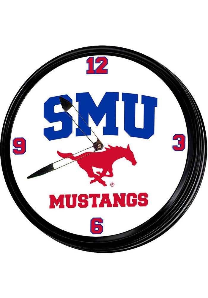 SMU Mustangs Red Mascot Retro Lighted Wall Clock - 2213965