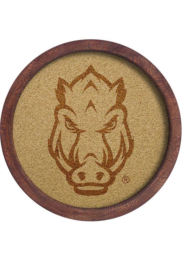 The Fan-Brand Arkansas Razorbacks WHITE Tusk Faux Barrel Framed Cork ...