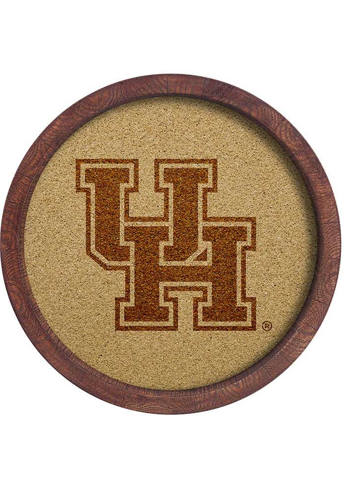 The Fan-Brand Houston Cougars Red Faux Barrel Framed Cork Board Sign ...