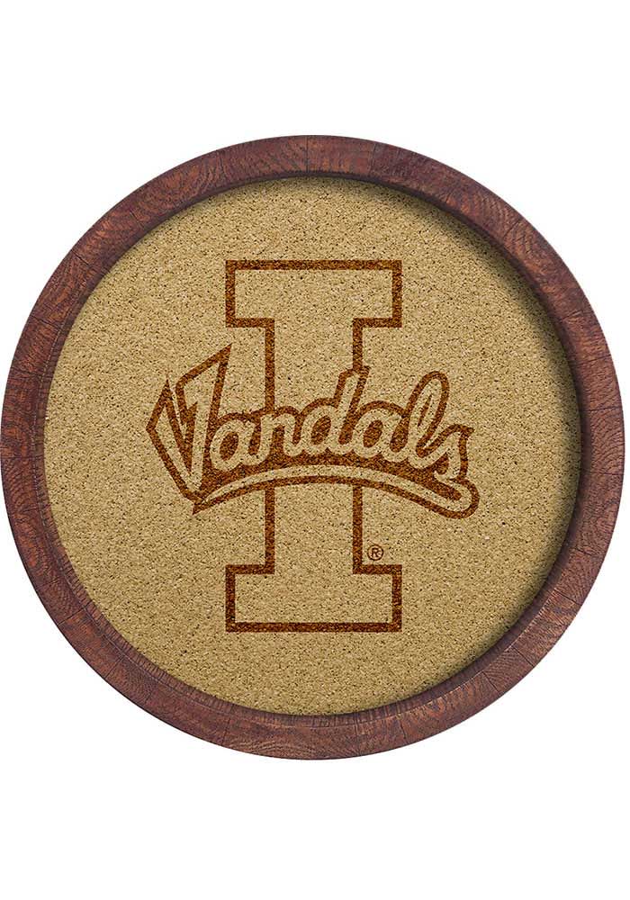The Fan-Brand Idaho Vandals SILVER Faux Barrel Framed Cork Board Sign ...