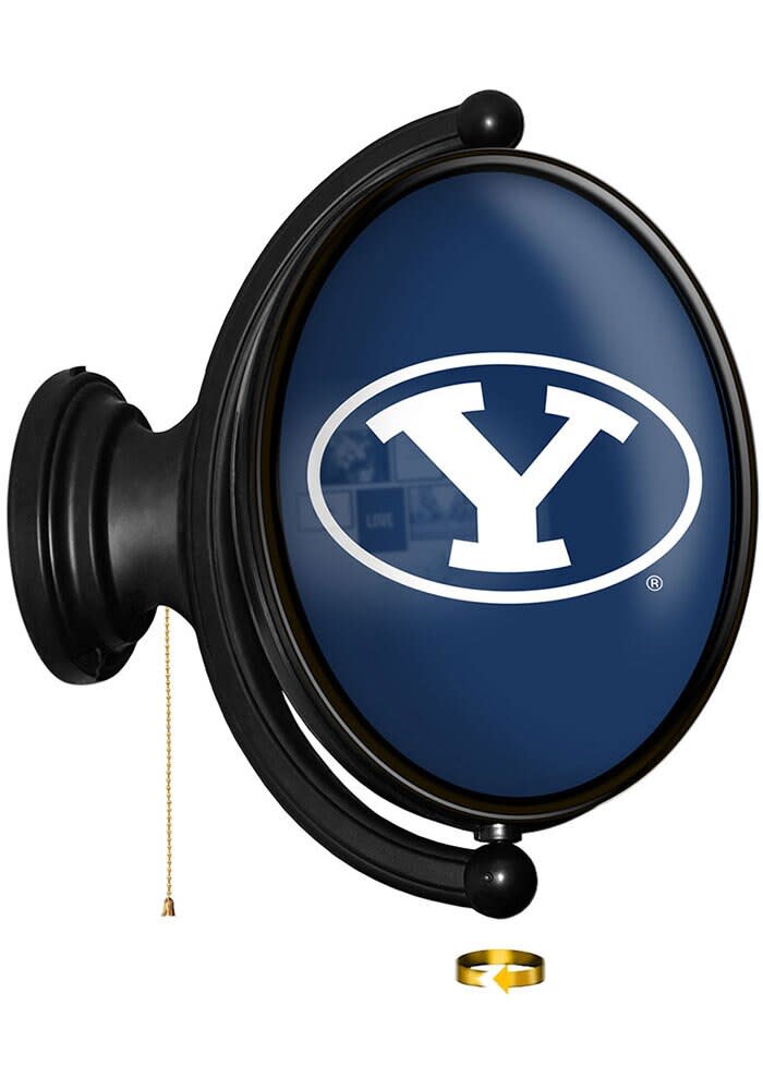 The Fan-Brand BYU Cougars BLUE Oval Rotating Lighted Sign - 2214559