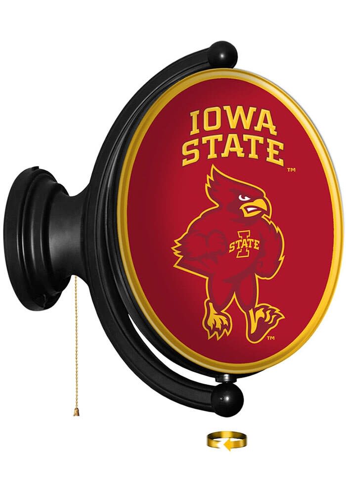The Fan-Brand Iowa State Cyclones Red Swoop Oval Rotating Lighted Sign ...