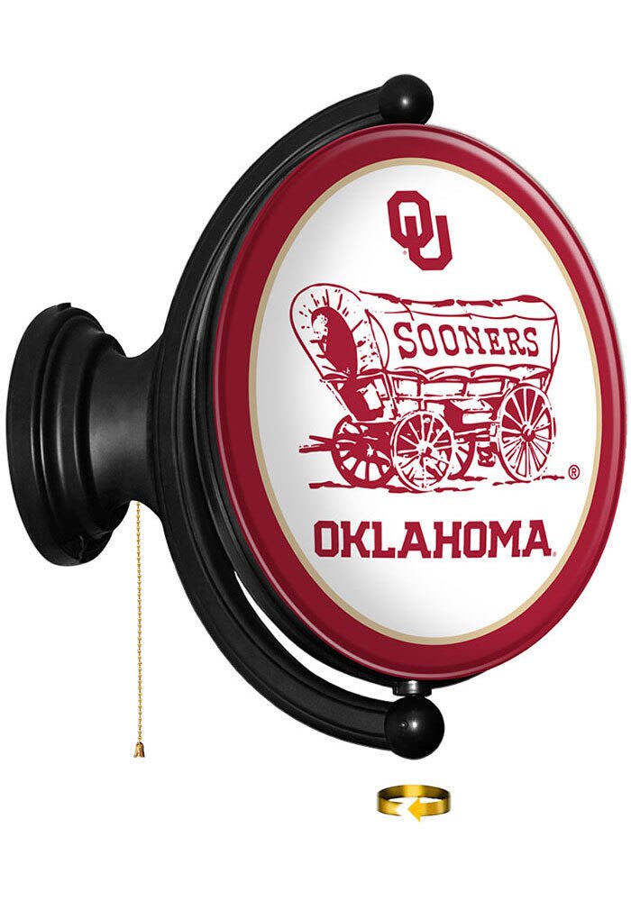 The Fan-Brand Oklahoma Sooners CRIMSON Oval Rotating Lighted Sign - 2214660