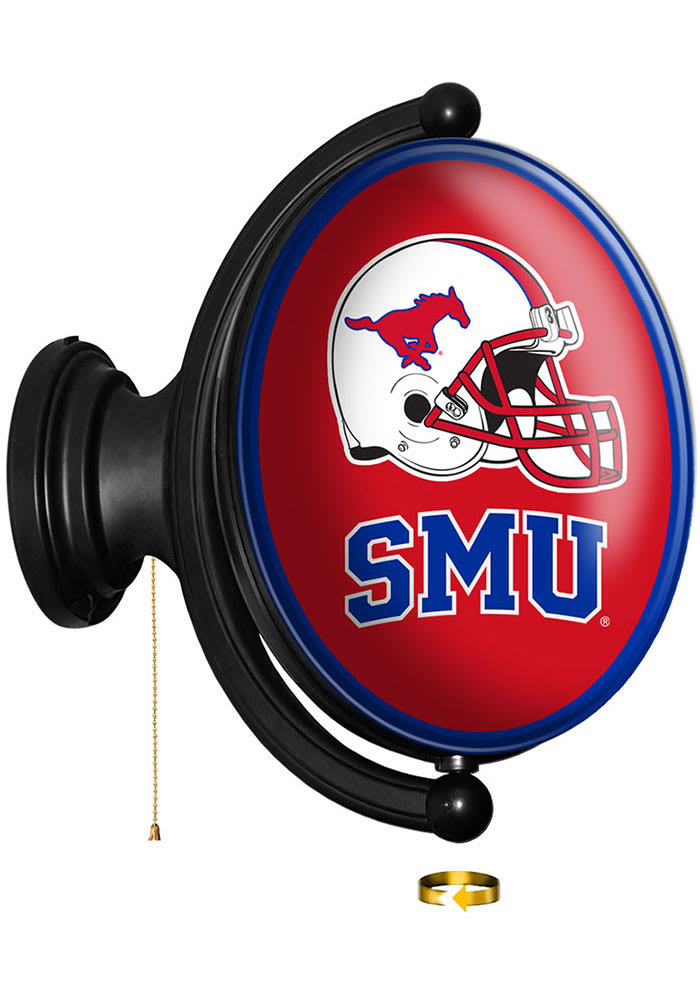 The Fan-Brand SMU Mustangs Red Helmet Oval Rotating Lighted Sign - 2214677