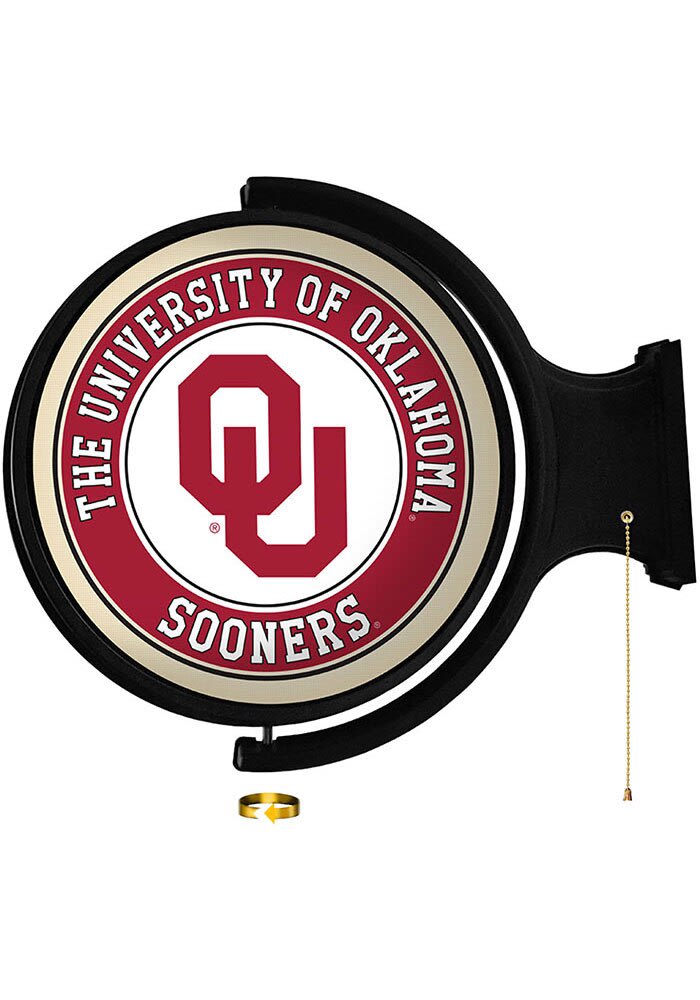 The Fan-Brand Oklahoma Sooners CRIMSON Round Rotating Lighted Sign ...