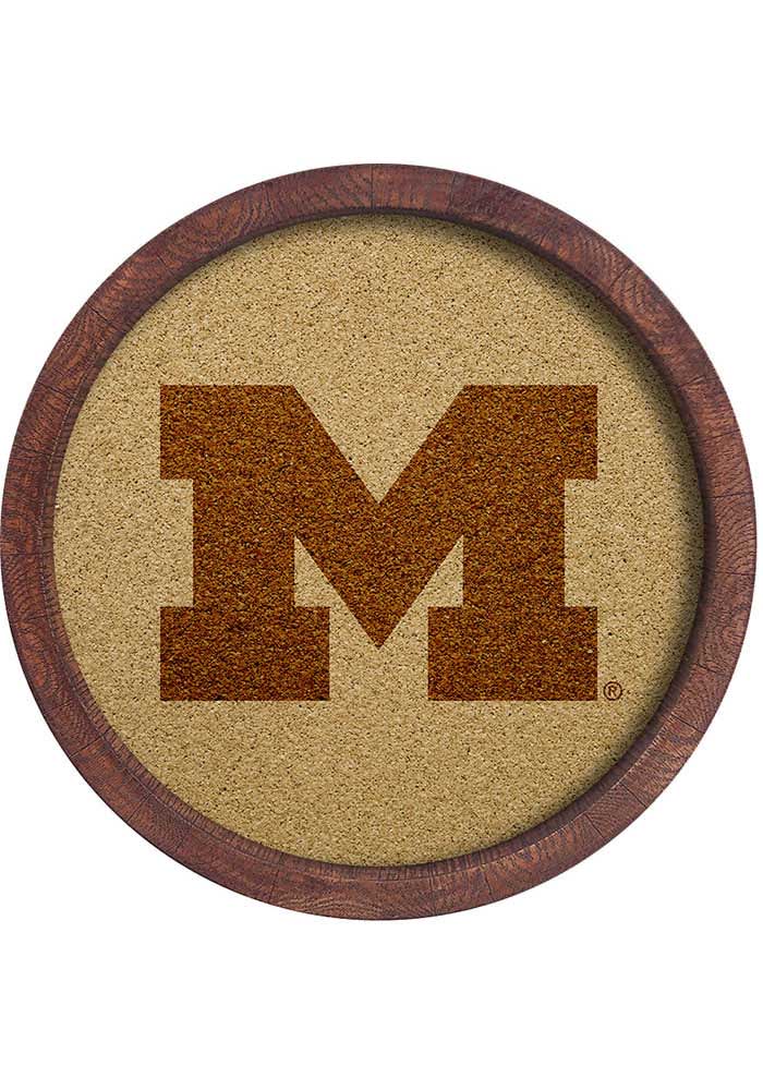 The Fan-Brand Michigan Wolverines BLUE Faux Barrel Framed Cork Board ...