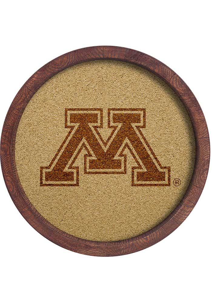 The Fan-Brand Minnesota Golden Gophers Faux Barrel Framed Cork Board Sign