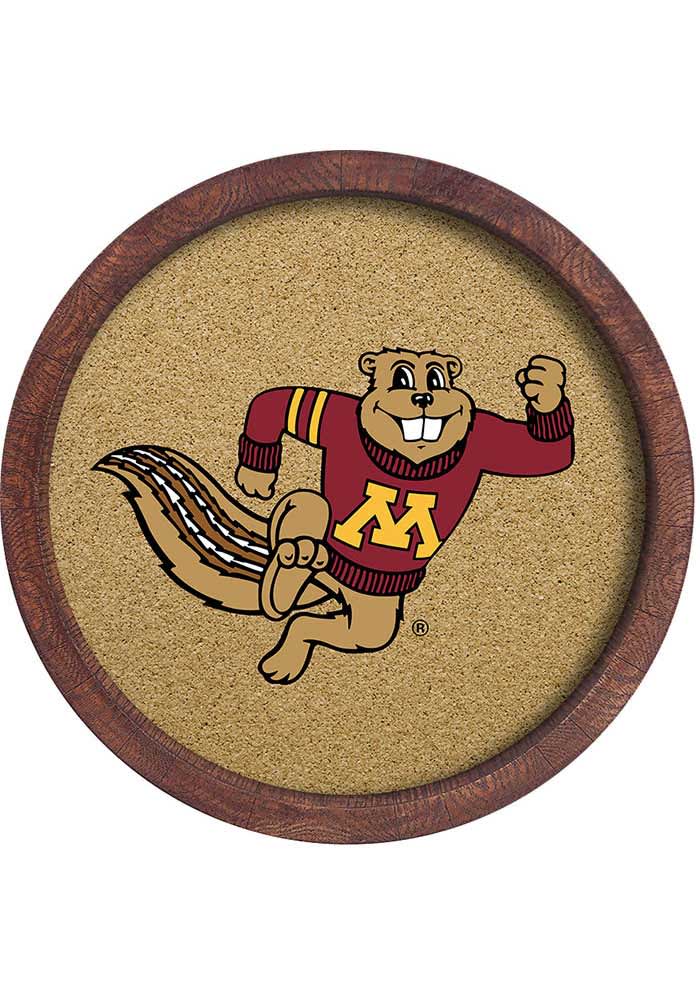The Fan-Brand Minnesota Golden Gophers Mascot Faux Barrel Framed Cork ...