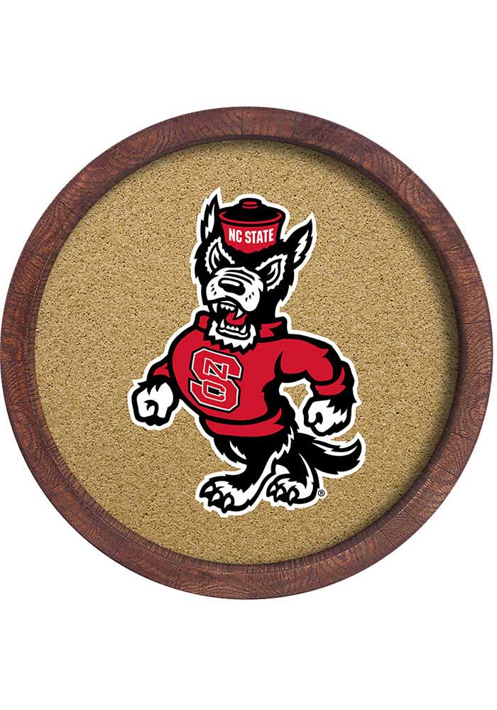 The Fan-Brand NC State Wolfpack Mascot Faux Barrel Framed Cork Board Sign
