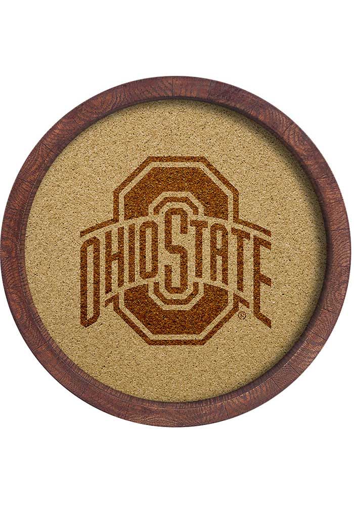 The Fan-Brand Ohio State Buckeyes Red Faux Barrel Framed Cork Board ...