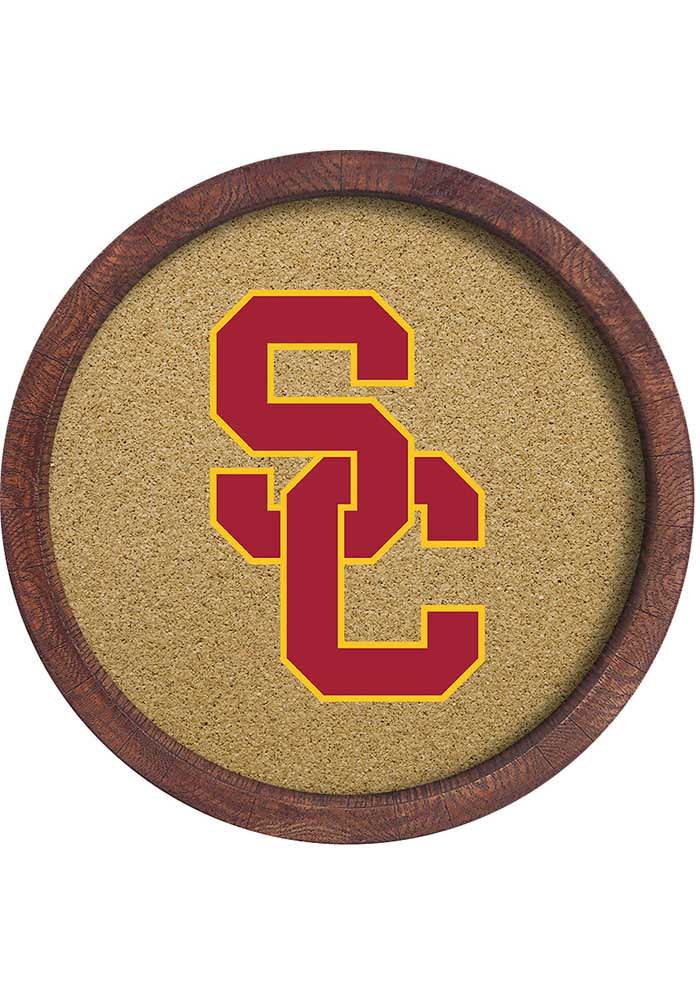 USC Trojans Red Faux Barrel Framed Cork Board Sign - 2215070