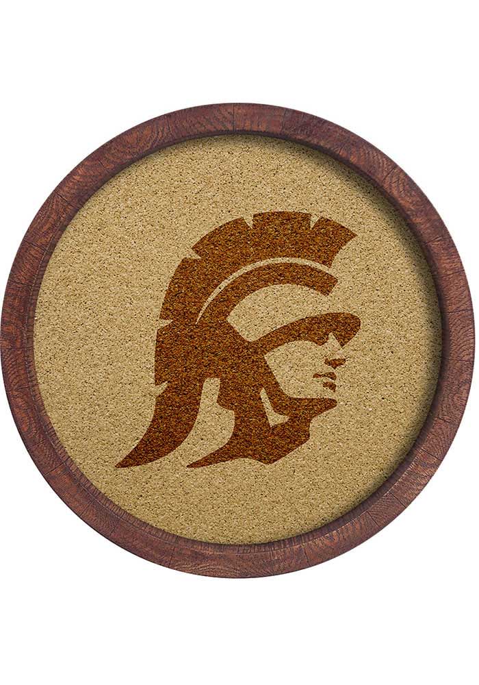 USC Trojans Red Mascot Faux Barrel Framed Cork Board Sign - 2215073