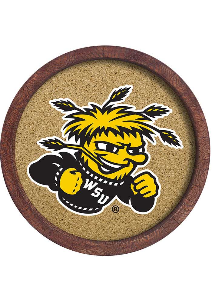 The Fan-Brand Wichita State Shockers YELLOW Faux Barrel Framed Cork ...