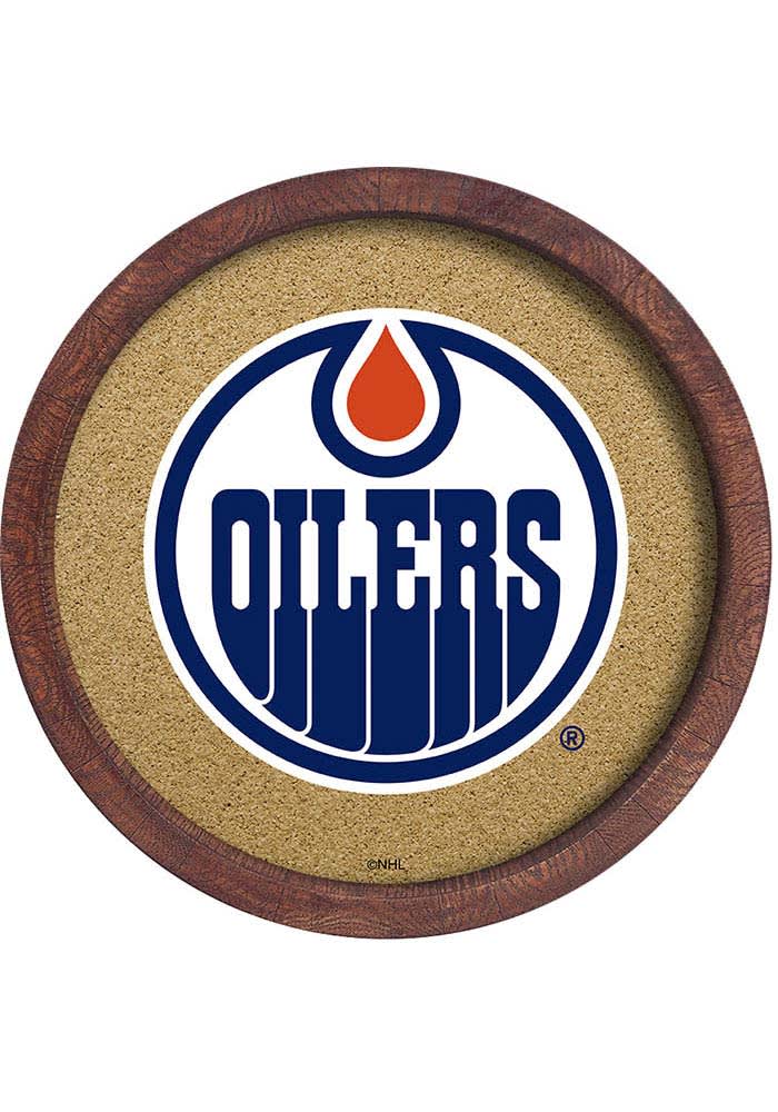 The Fan-Brand Edmonton Oilers ORANGE Barrel Top Cork Note Board Sign ...