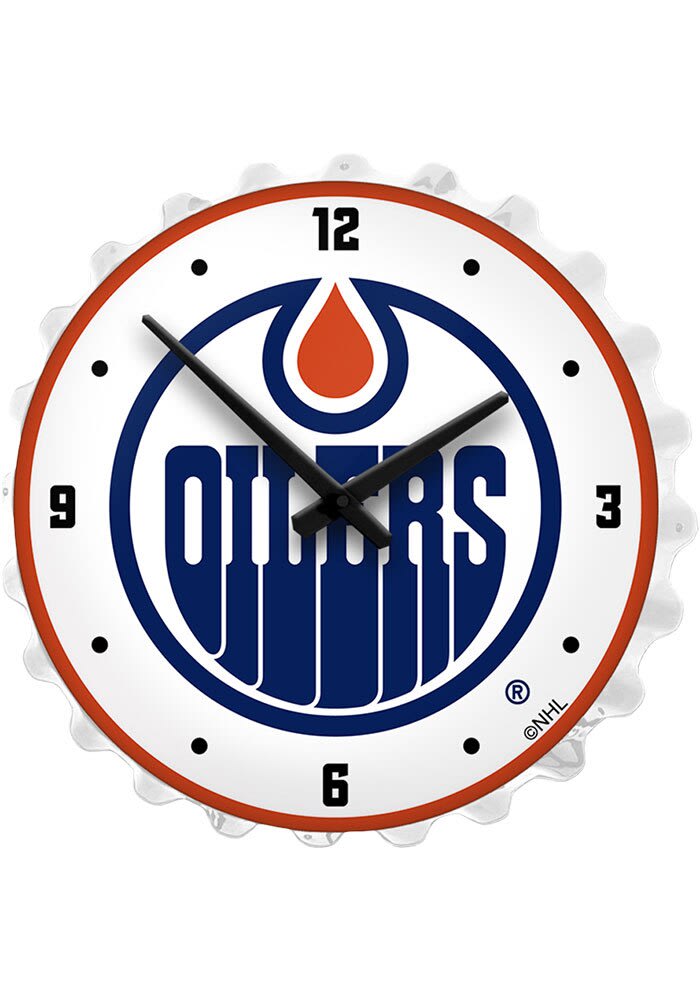 Edmonton Oilers Bottle Cap Lighted Wall Clock - ORANGE