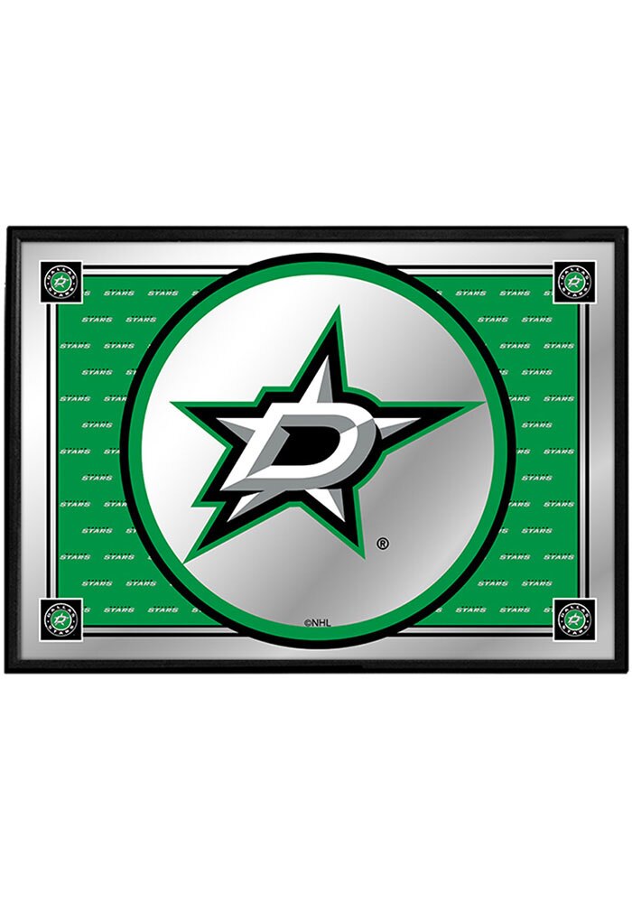 The Fan-Brand Dallas Stars GREEN Team Spirit Framed Mirrored Wall Sign ...