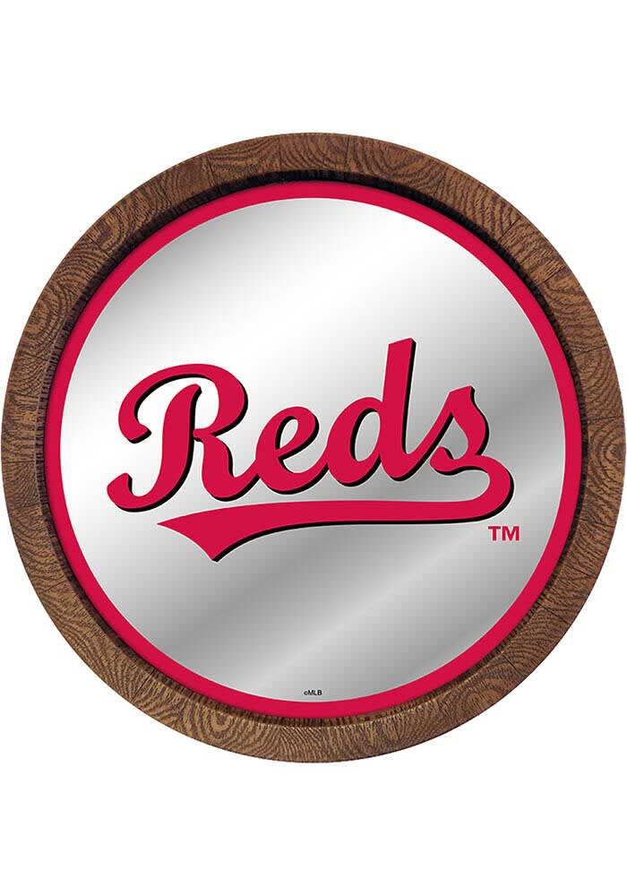 The Fan-Brand Cincinnati Reds Faux Barrel Top Mirrored Sign