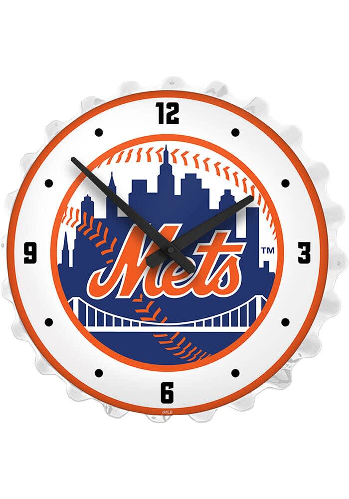 New York Mets Blue Lighted Bottle Cap Wall Clock - 2216947