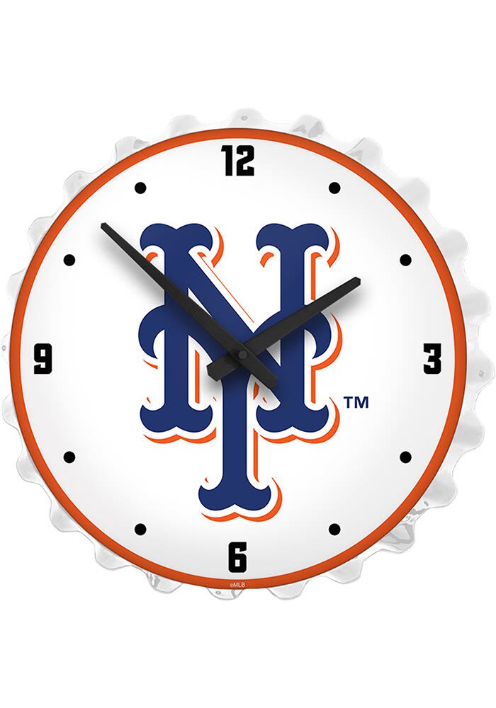 New York Mets Blue Lighted Bottle Cap Wall Clock - 2216948