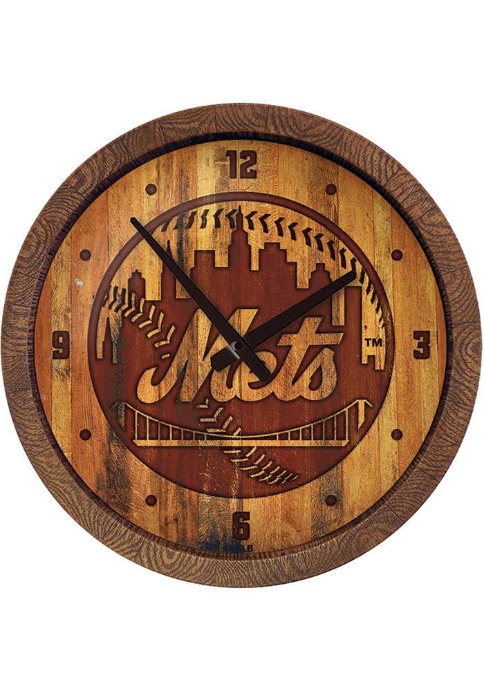 New York Mets RED Faux Barrel Top Wall Clock - 2216950
