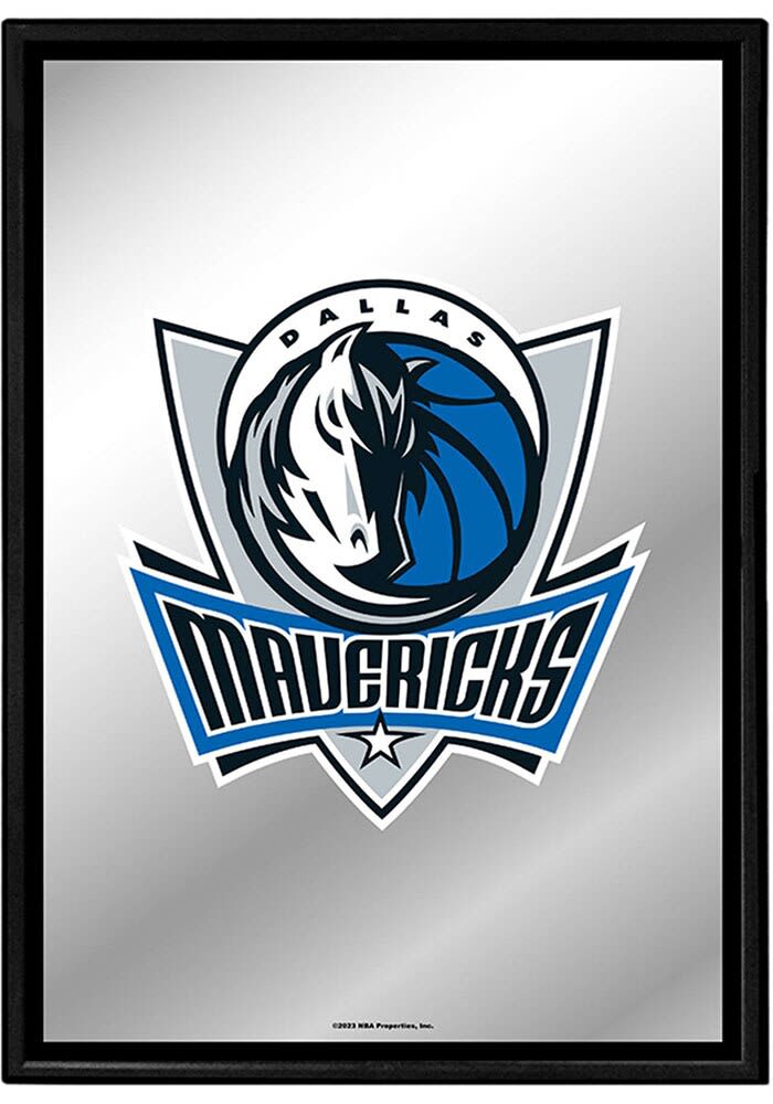 The Fan-Brand Dallas Mavericks Blue Framed Mirror Wall Sign - 2218435