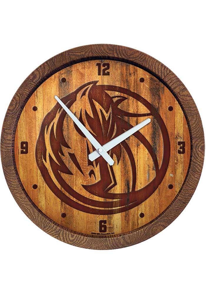 Dallas Mavericks Brown Faux Barrel Top Wall Clock - 2218449
