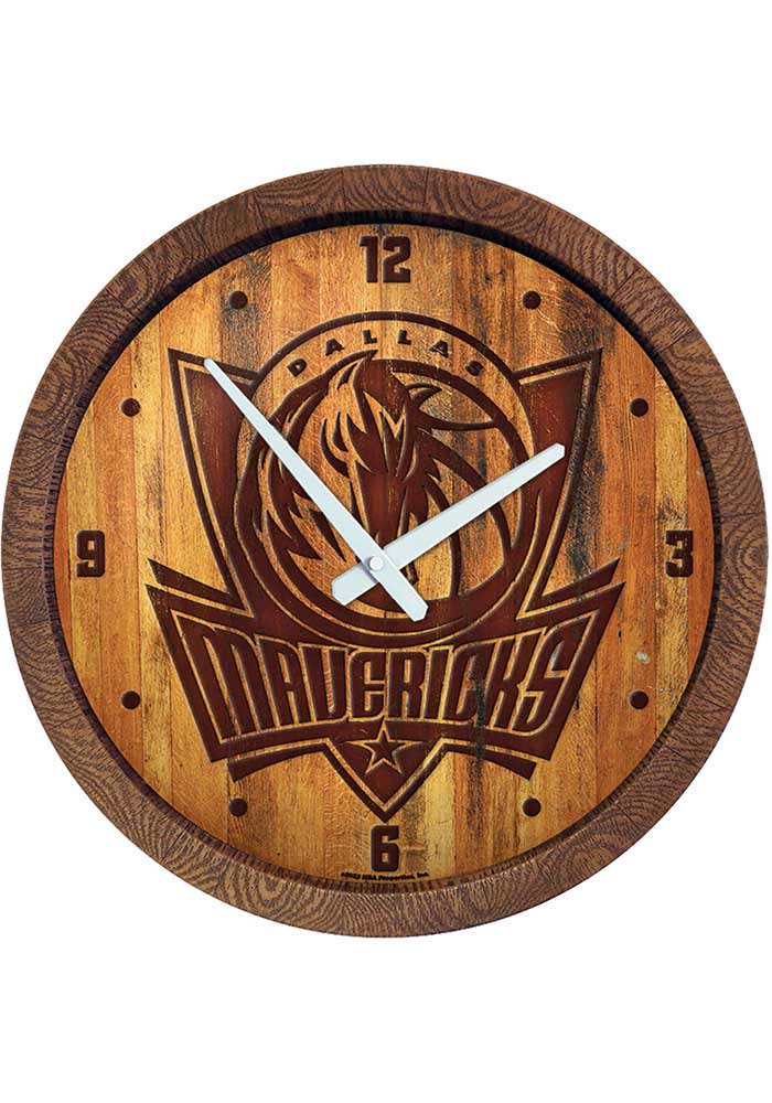 Dallas Mavericks Brown Faux Barrel Top Wall Clock - 2218452