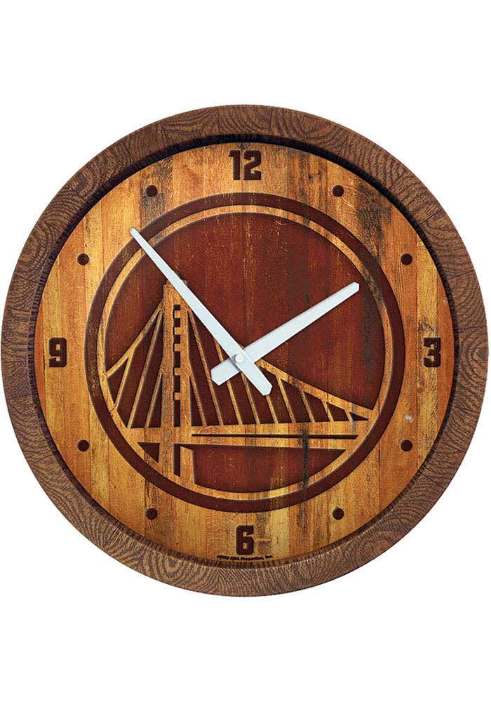 Golden State Warriors Faux Barrel Top Wall Clock - Brown