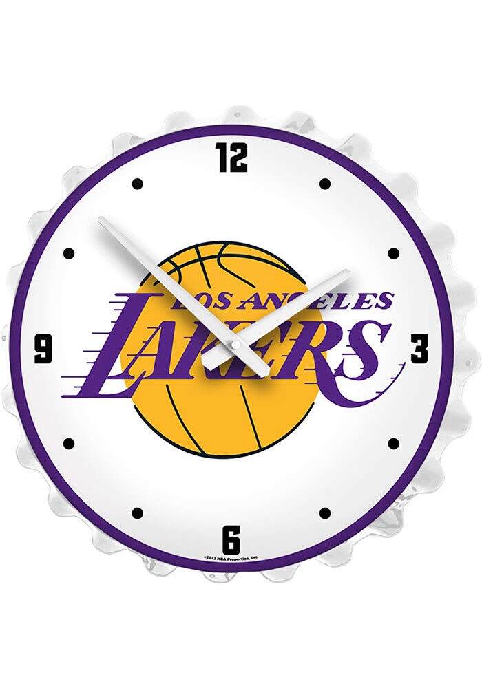 Los Angeles Lakers GOLD Lighted Bottle Cap Wall Clock - 2218896