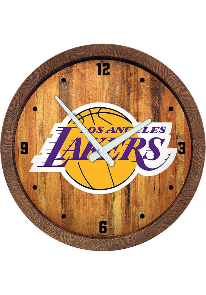 Los Angeles Lakers GOLD Faux Barrel Top Wall Clock - 2218898