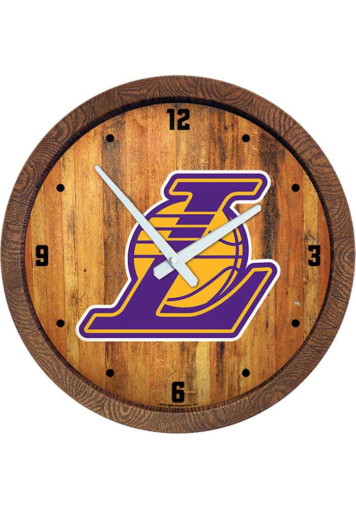 Los Angeles Lakers GOLD Faux Barrel Top Wall Clock - 2218901