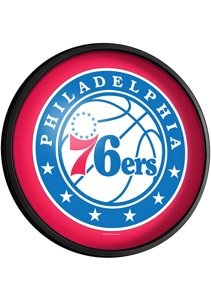 The Fan-Brand Philadelphia 76ers Blue Round Slimline Lighted Sign - 2219441