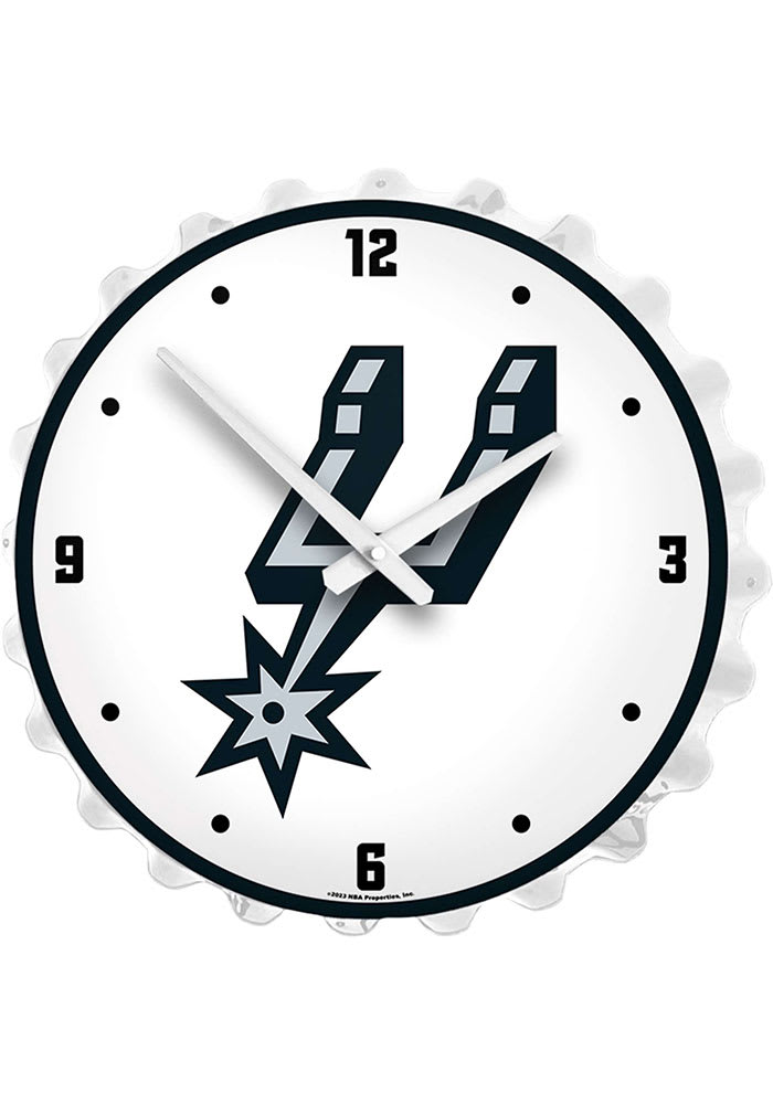San Antonio Spurs BLACK Lighted Bottle Cap Wall Clock - 2219728