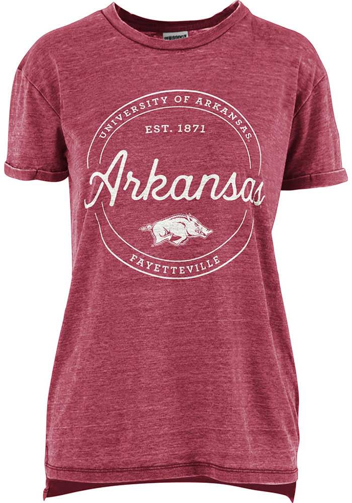 Pressbox Arkansas Razorbacks Womens CRIMSON Ella Seal T-Shirt - 22641872