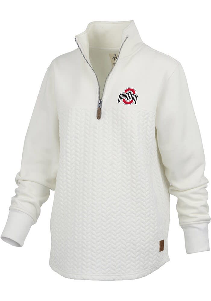 Pressbox Womens IVORY Ohio State Buckeyes Mia Long Sleeve Qtr Zip ...